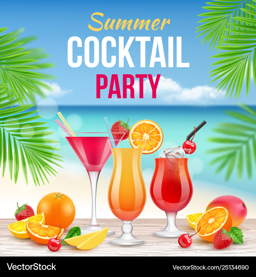 Summer Cocktail Party Invitation Royalty Free Vector Image