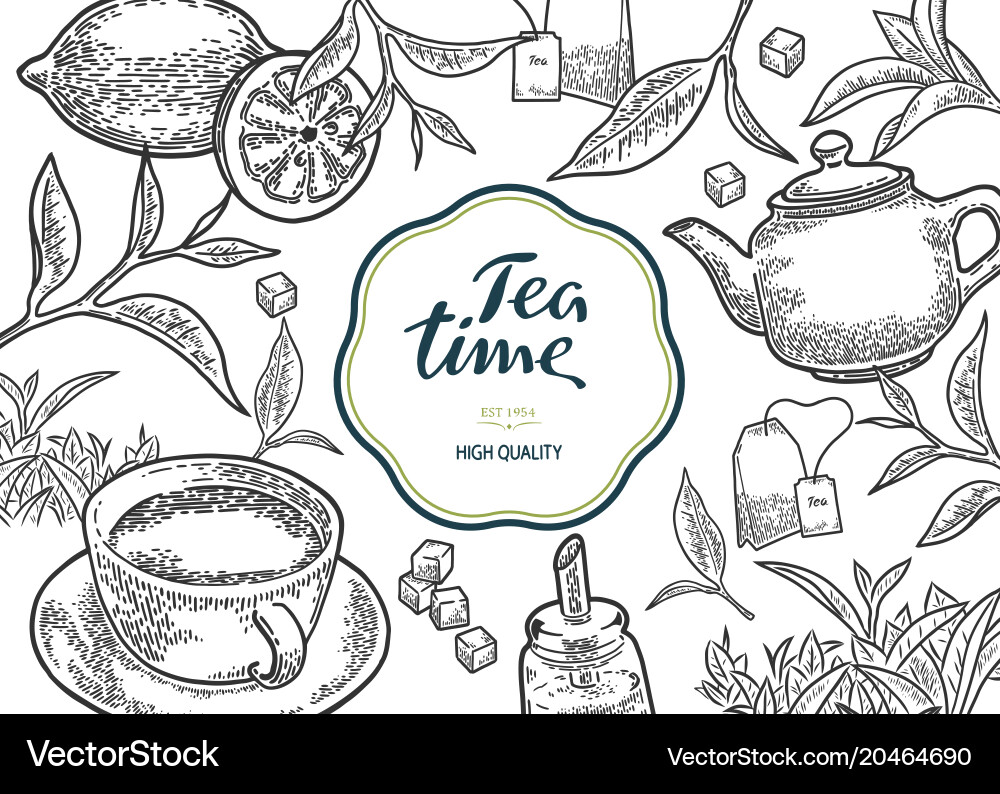 Tea set1 Royalty Free Vector Image - VectorStock