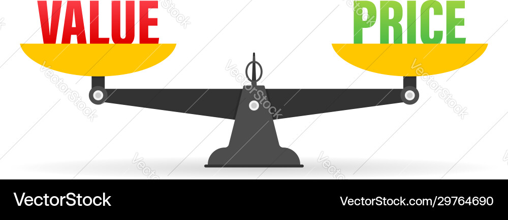 Value and price balance on scale Royalty Free Vector Image