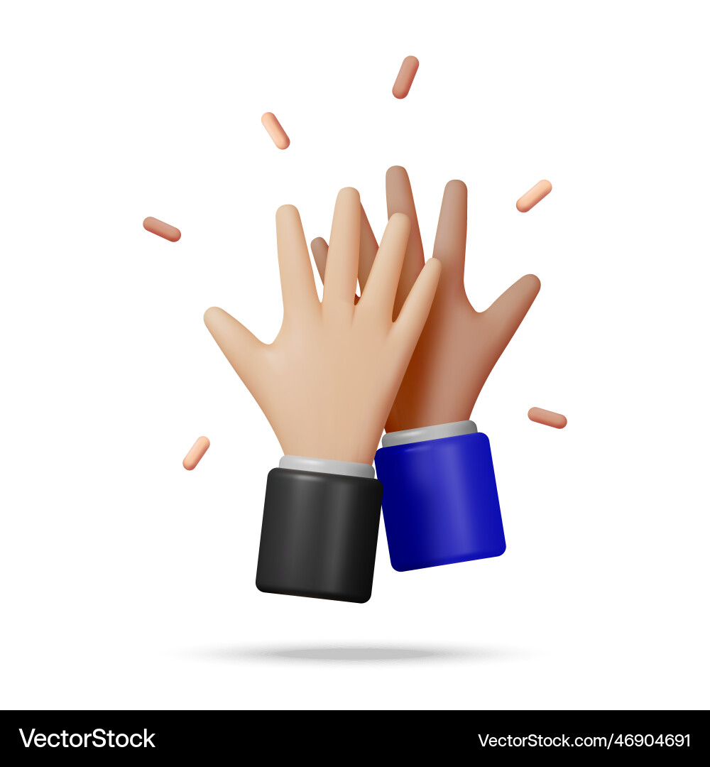 3d high five hands isolated Royalty Free Vector Image