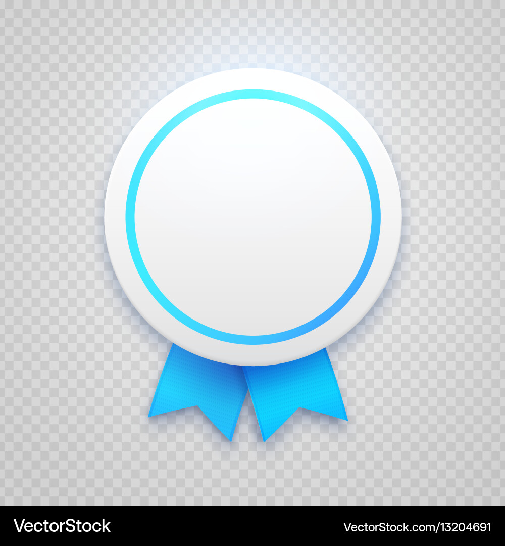 Badge with blue ribbon on transparent background Vector Image