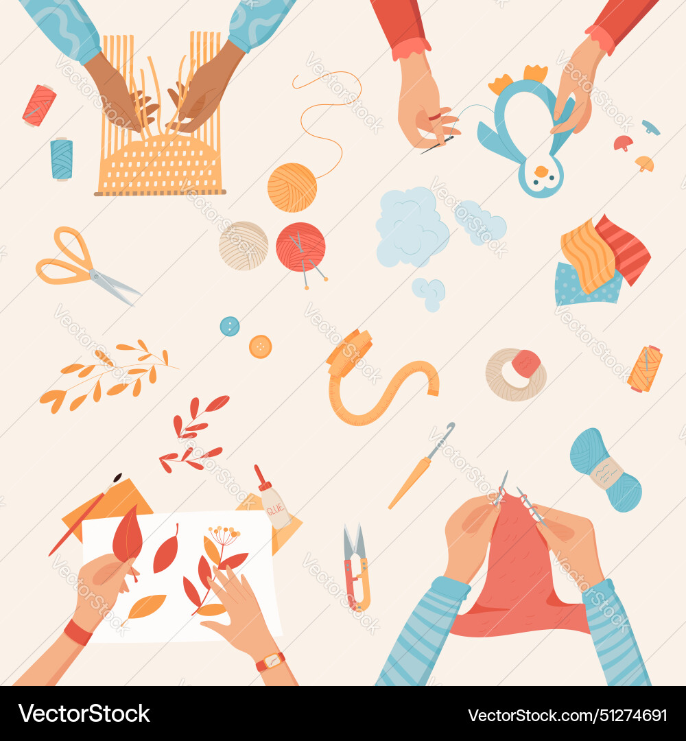Cartoon creative diy art workshop background Vector Image
