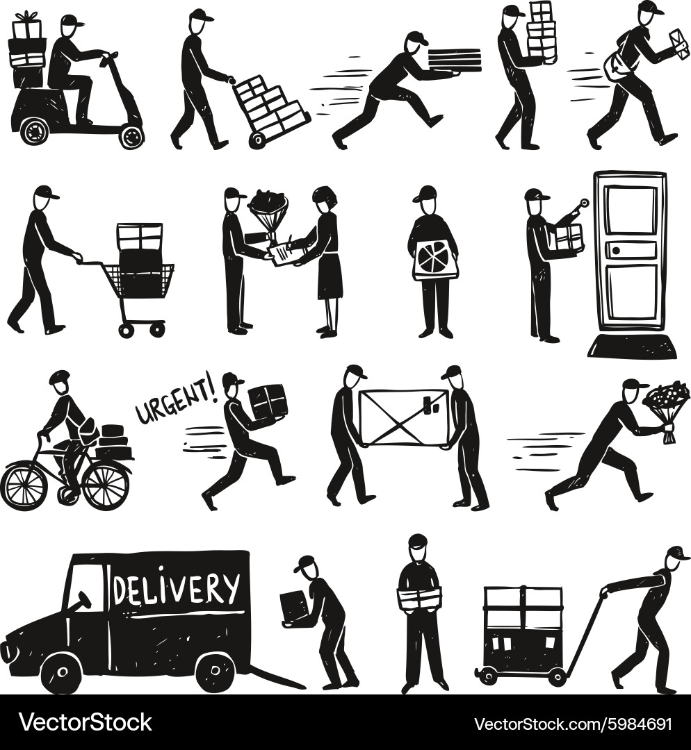 Delivery doodle set Royalty Free Vector Image - VectorStock