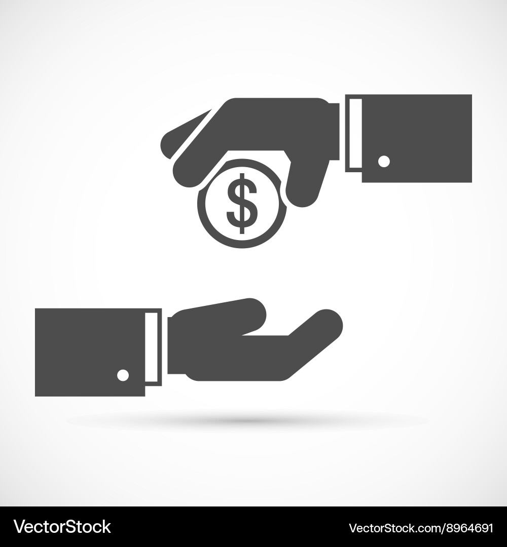 Hand giving penny Royalty Free Vector Image - VectorStock