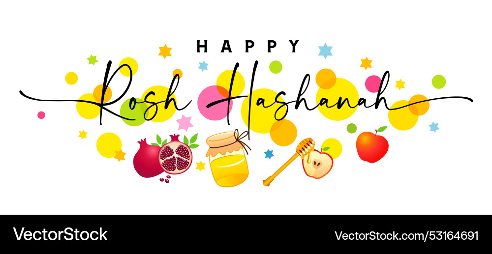 Happy rosh hashanah elegant lettering with colored