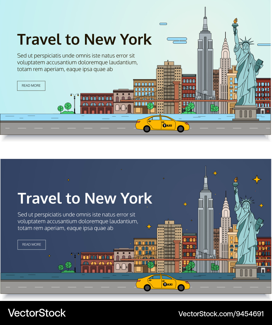 New York City Skyline Banners Royalty Free Vector Image