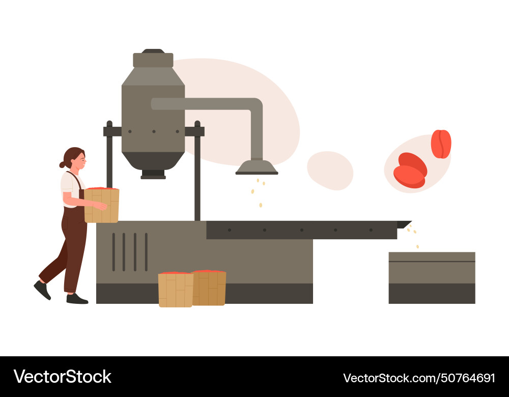 Roasting coffee beans process Royalty Free Vector Image