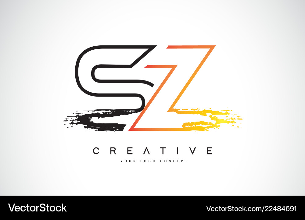 Sz creative modern logo design with orange Vector Image