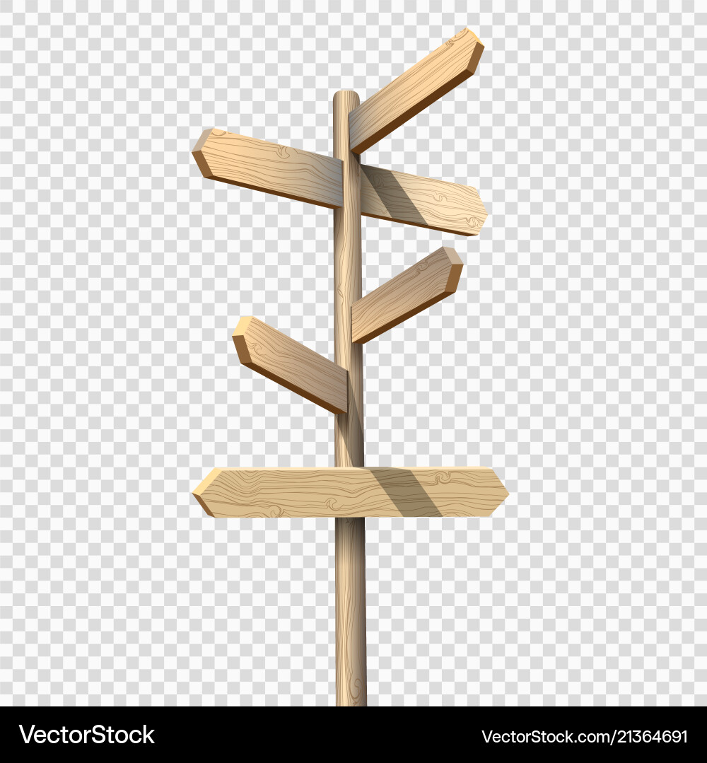Wooden Signpost on Transparent Background Vector Image