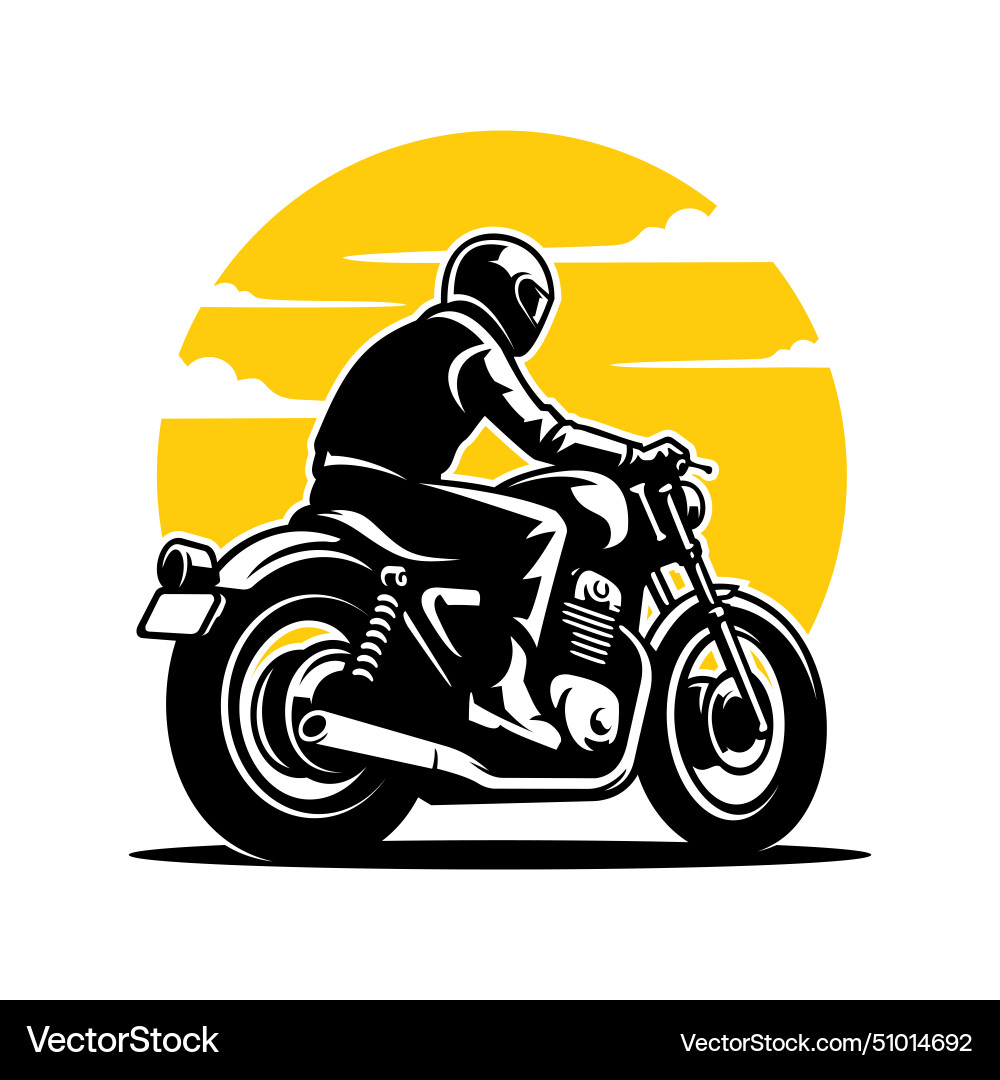 A biker riding a motorcycle Royalty Free Vector Image