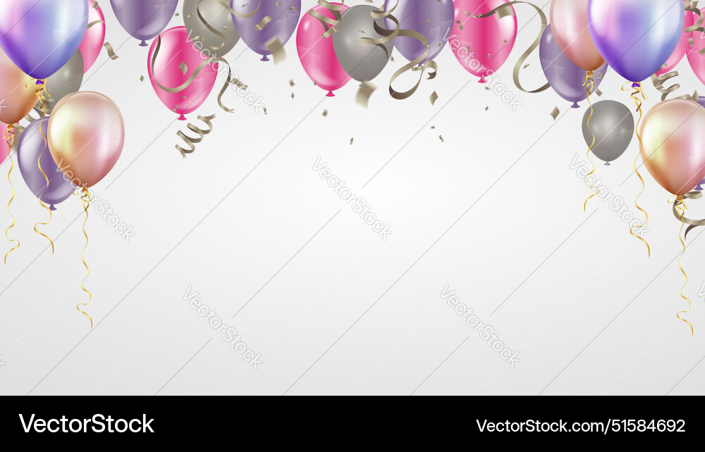 Birthday party background frame balloons happy Vector Image