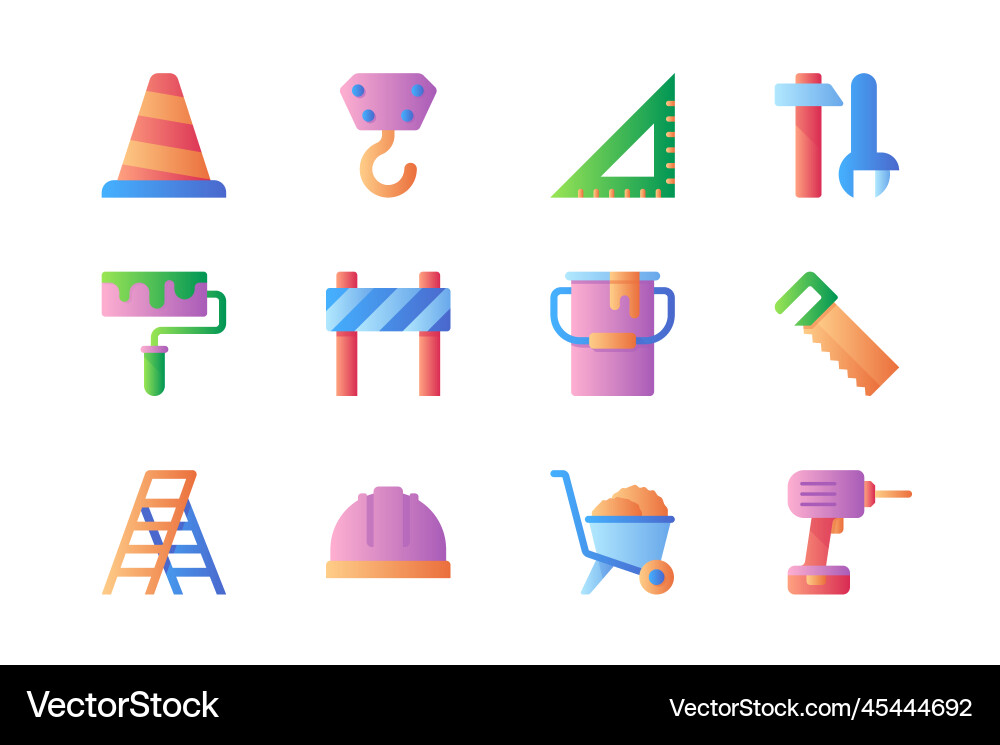 Construction icons set in color flat design Vector Image