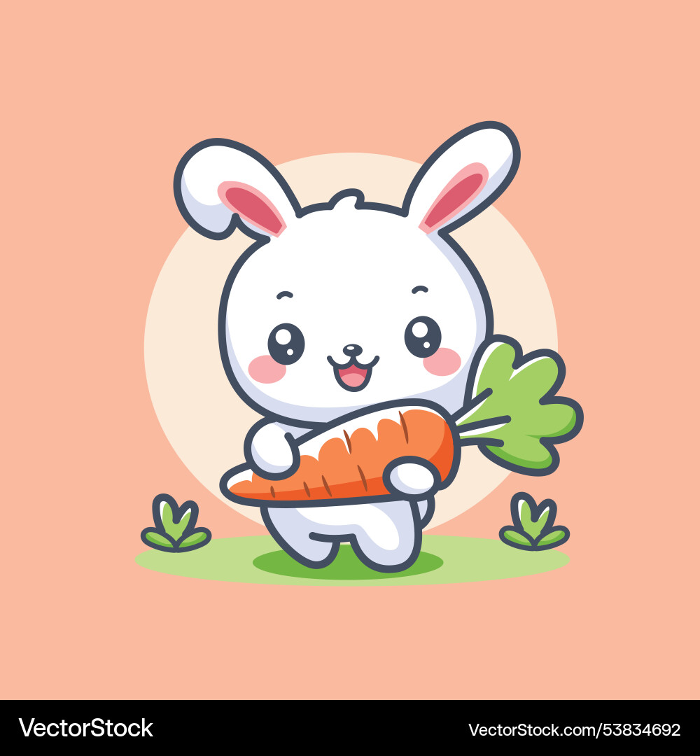 Cute bunny with carrot Royalty Free Vector Image