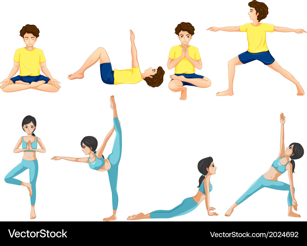 Different yoga poses Royalty Free Vector Image