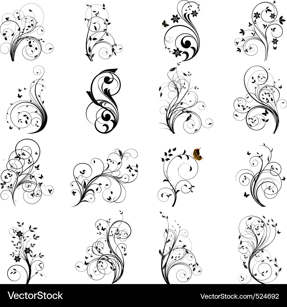 Floral elements Royalty Free Vector Image - VectorStock