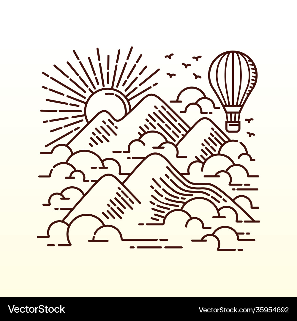 Flying adventure line Royalty Free Vector Image