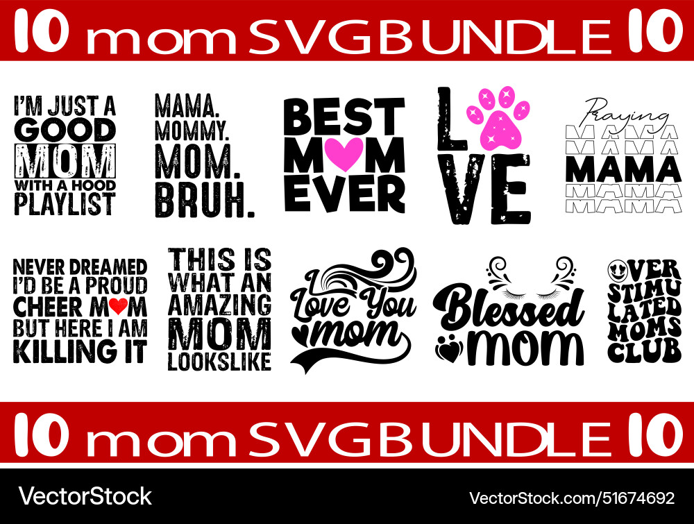 Funny mom svg bundle Royalty Free Vector Image