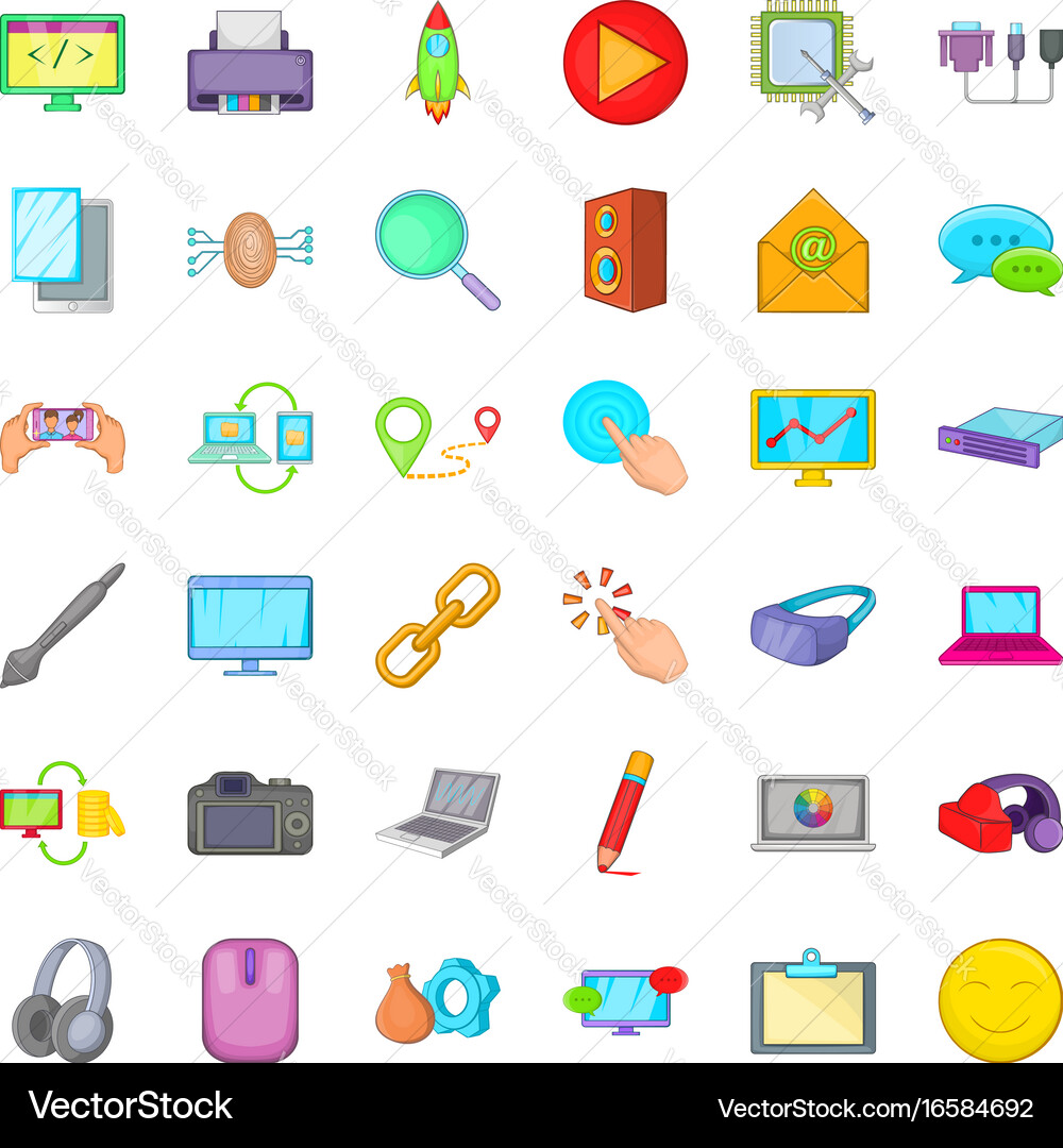 Laptop icons set cartoon style Royalty Free Vector Image