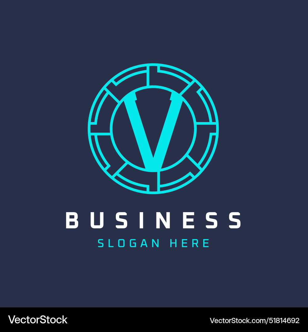 Letter v tech logo design initial round Royalty Free Vector
