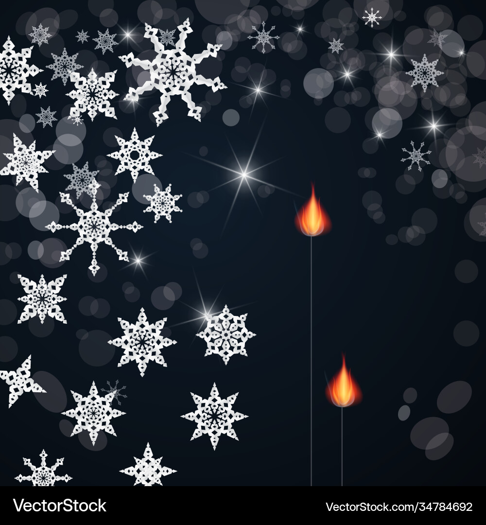 Lit Flames and Paper Stars Background Royalty Free Vector