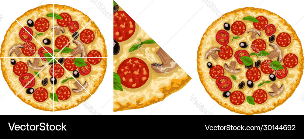 Pizza in set Royalty Free Vector Image - VectorStock