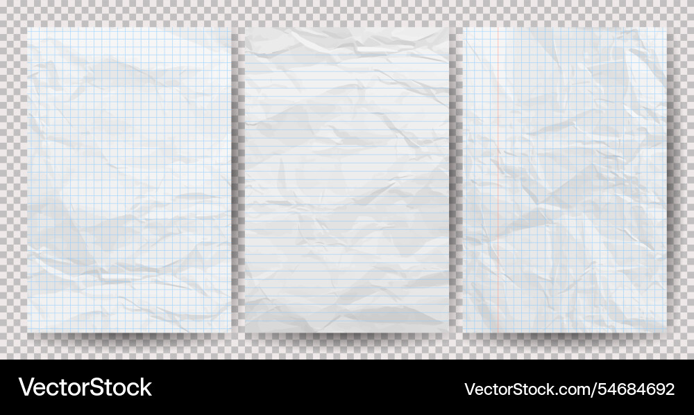 Set of white clean crumpled papers Royalty Free Vector Image