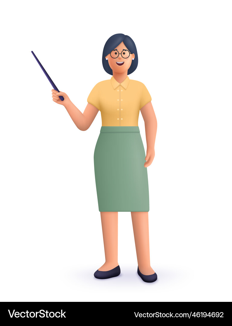 Smiling teacher showing something using pointer Vector Image