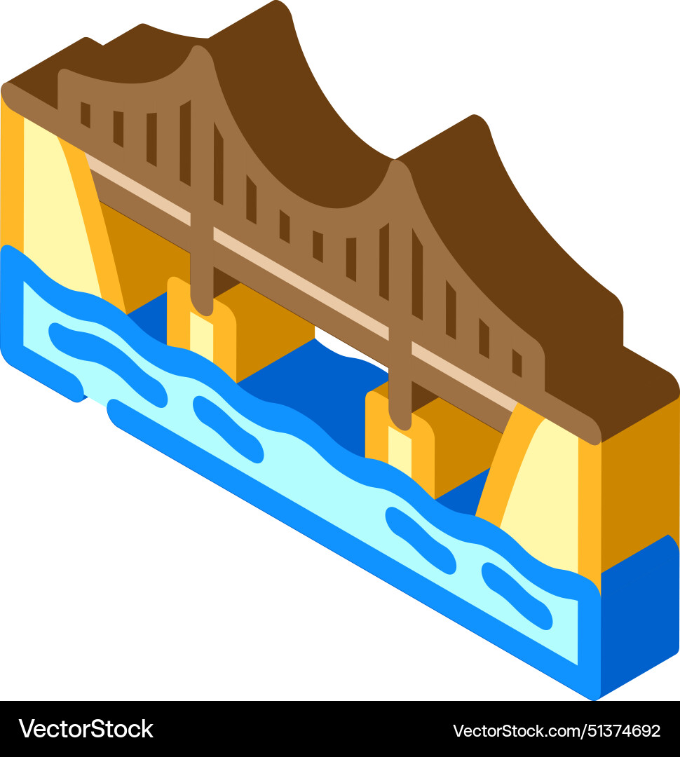 Suspension bridge isometric icon Royalty Free Vector Image