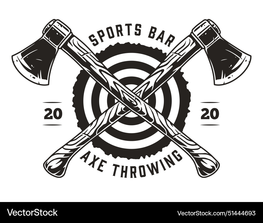 Axe throwing monochrome vintage sticker Royalty Free Vector
