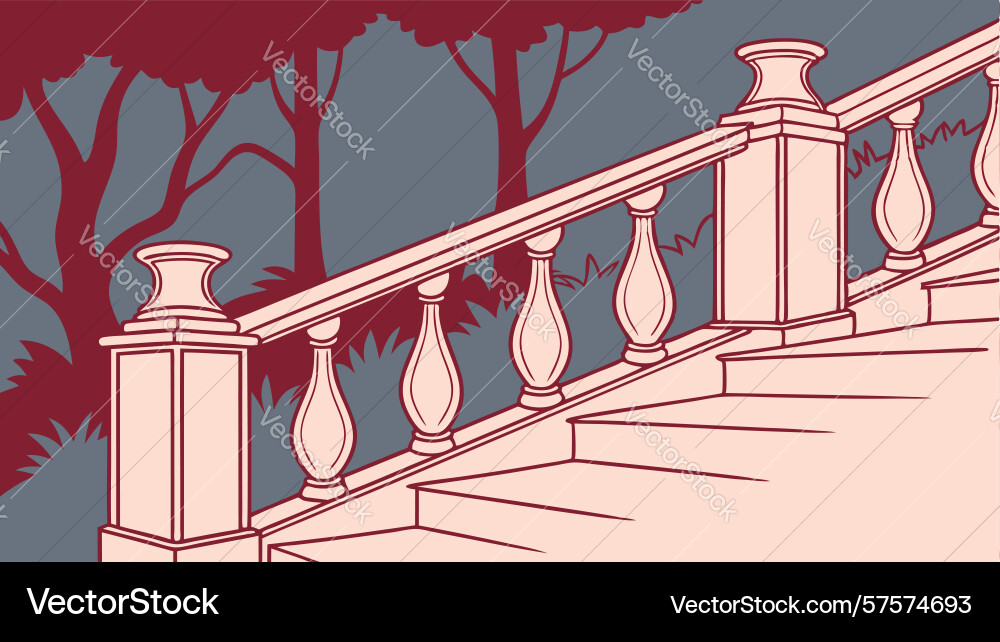Balustrade in moonlit coastal scene design Vector Image