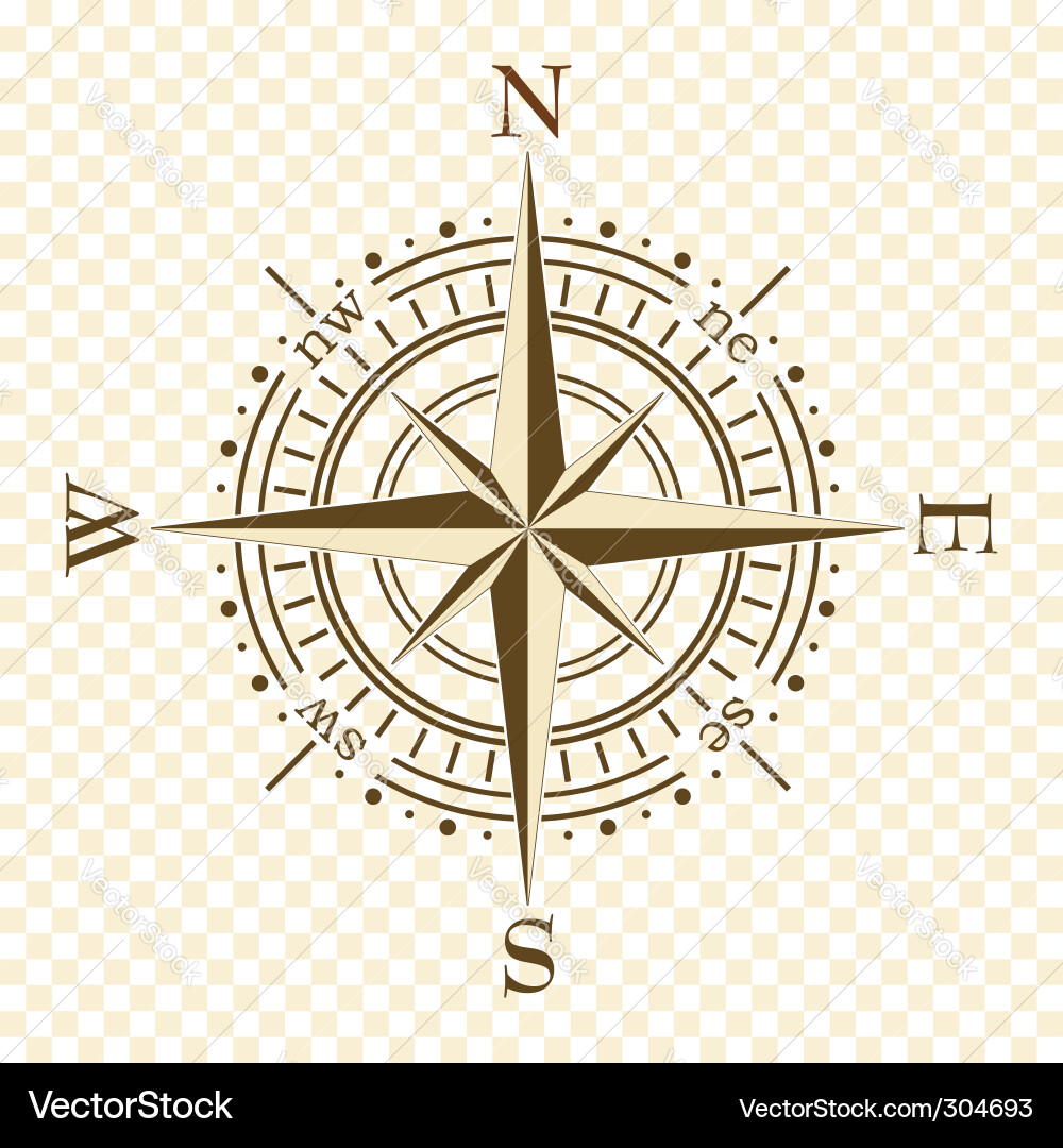 Brown compass Royalty Free Vector Image - VectorStock