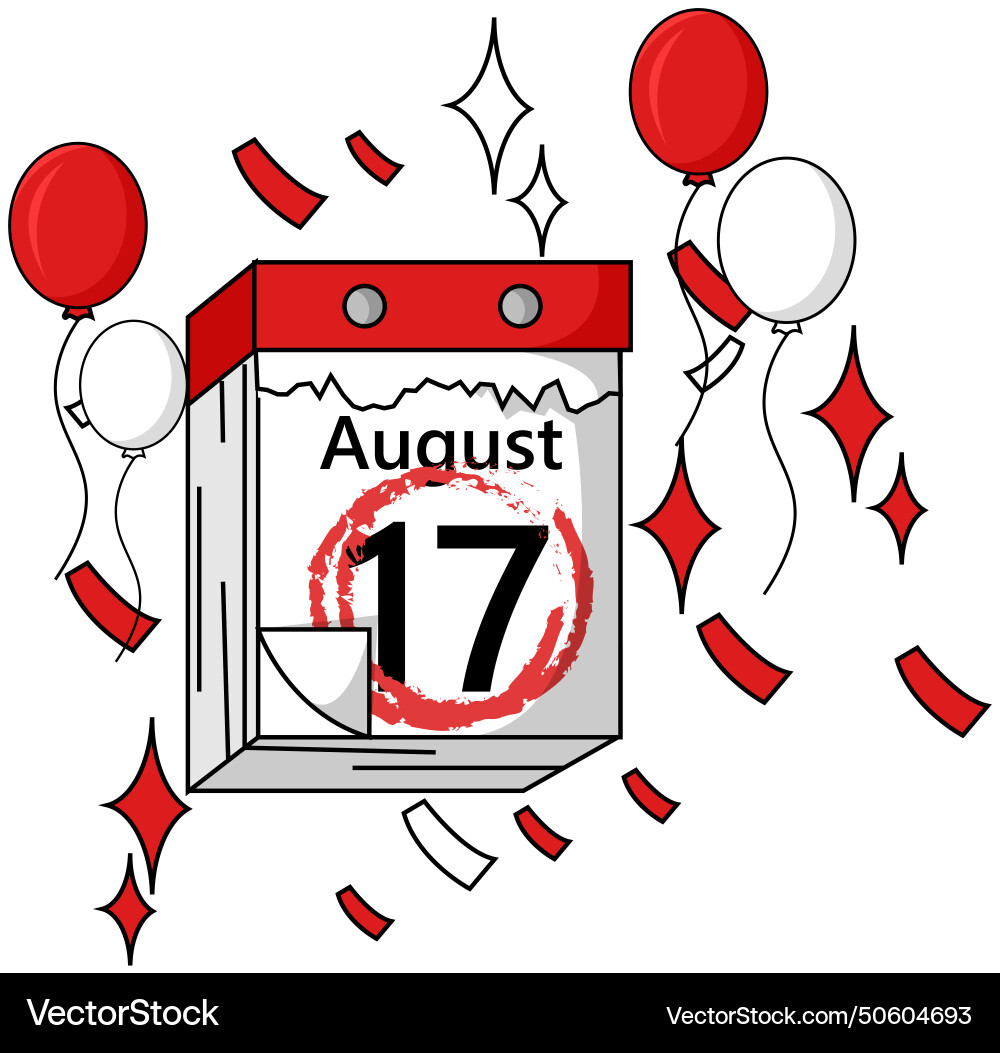 Calendar august 17th Royalty Free Vector Image