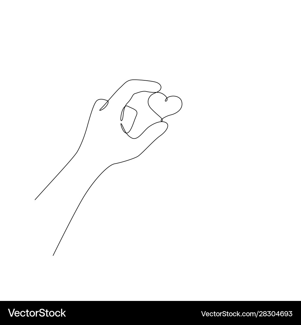 Continuous one line hand hold love heart Vector Image