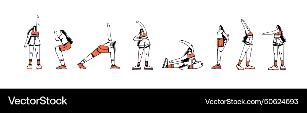 Different physical exercises for morning workout Vector Image