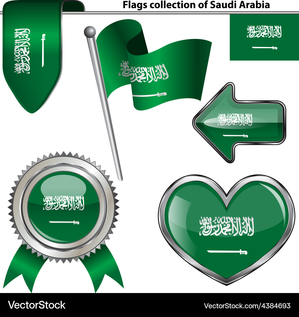 Glossy icons with saudi arabian flag Royalty Free Vector