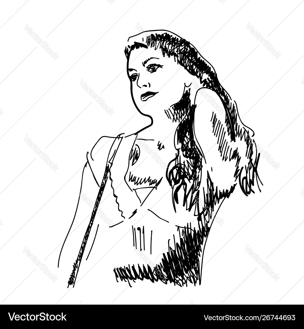 Sketch a beautiful girl Royalty Free Vector Image