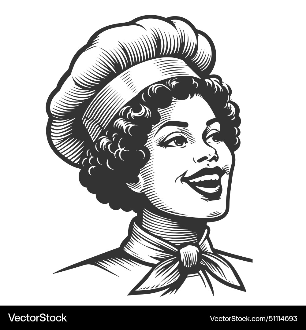 Smiling Chef Sketch - Retro Style Royalty Free Vector Image