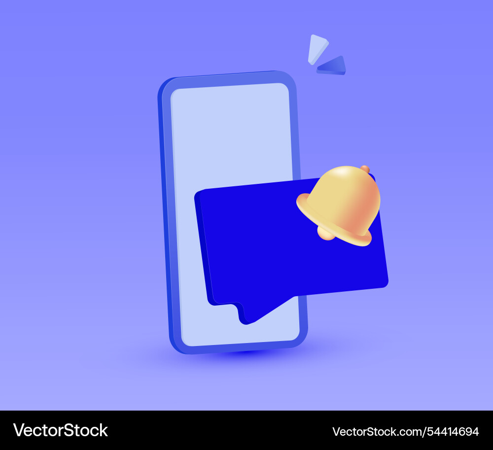 3d mobile phone speech bubble bell new concept Vector Image