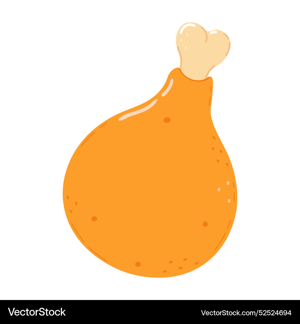 Chicken leg character hand drawn cartoon Vector Image