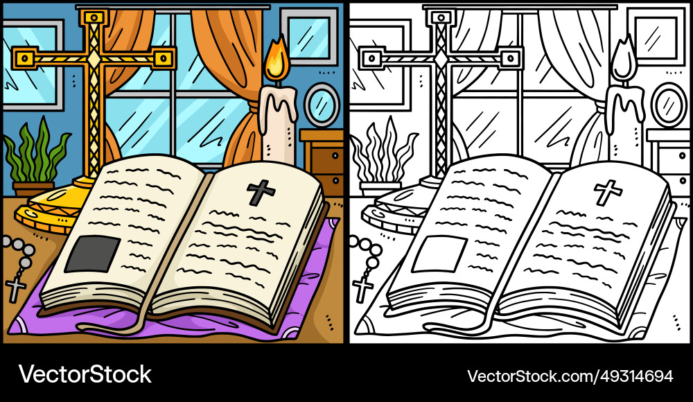 Christian holy bible coloring page Royalty Free Vector Image