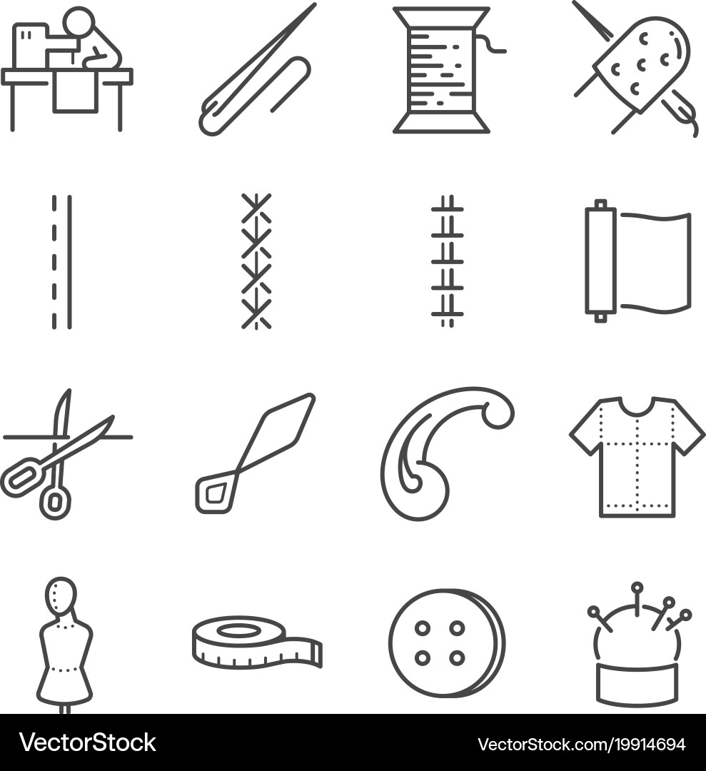 Garment line icon set Royalty Free Vector Image