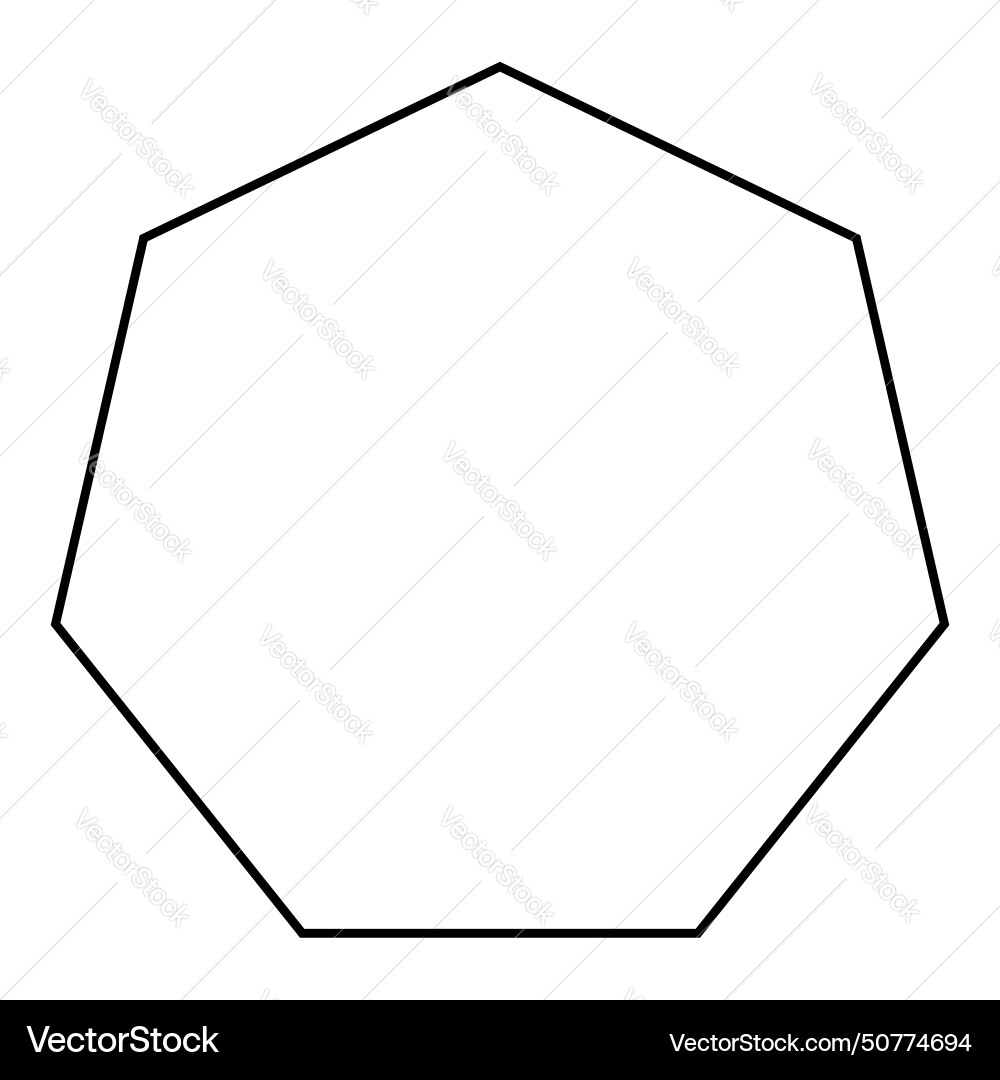 Heptagon shape symbol black and white Royalty Free Vector