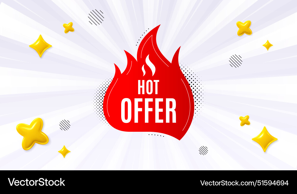 Hot offer banner discount sticker shape Royalty Free Vector