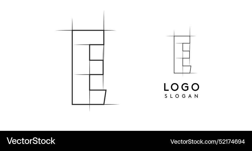 Letter e pencil drawn architectural blueprint Vector Image
