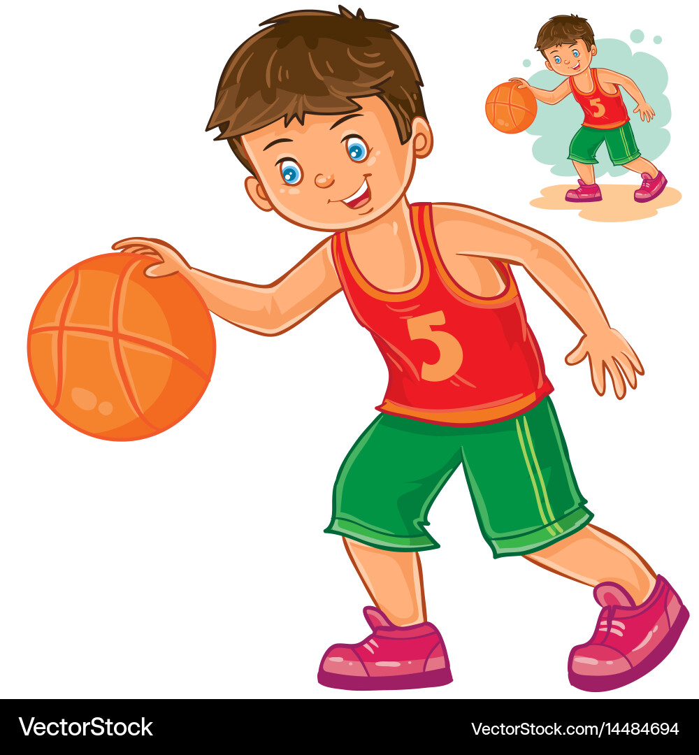 Little boy playing basketball Royalty Free Vector Image