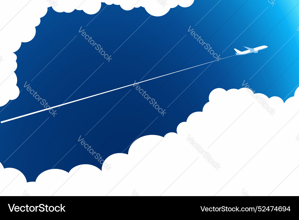 Plane in blue sky Royalty Free Vector Image - VectorStock