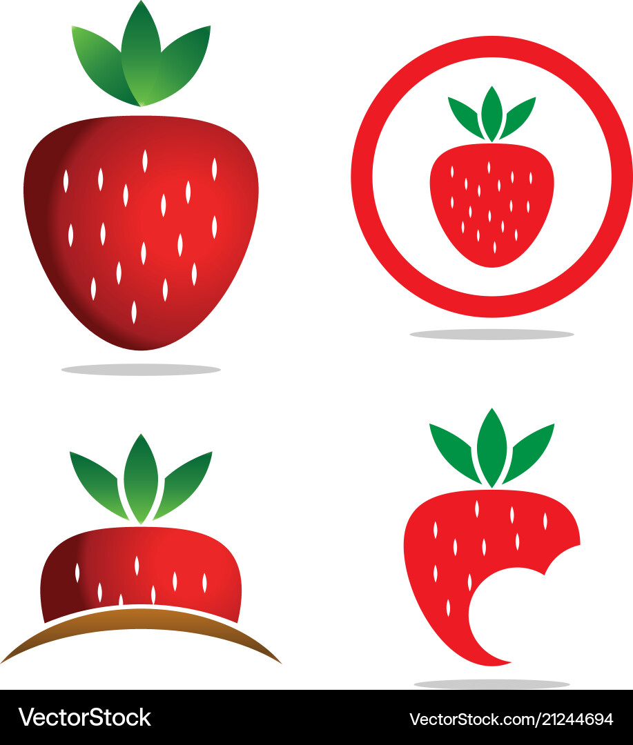 Red strawberry fruit logo icon template Royalty Free Vector