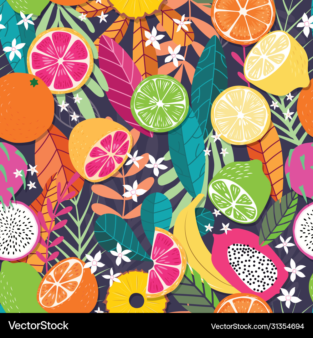 Tropical Fruit Pattern Royalty Free Vector Image