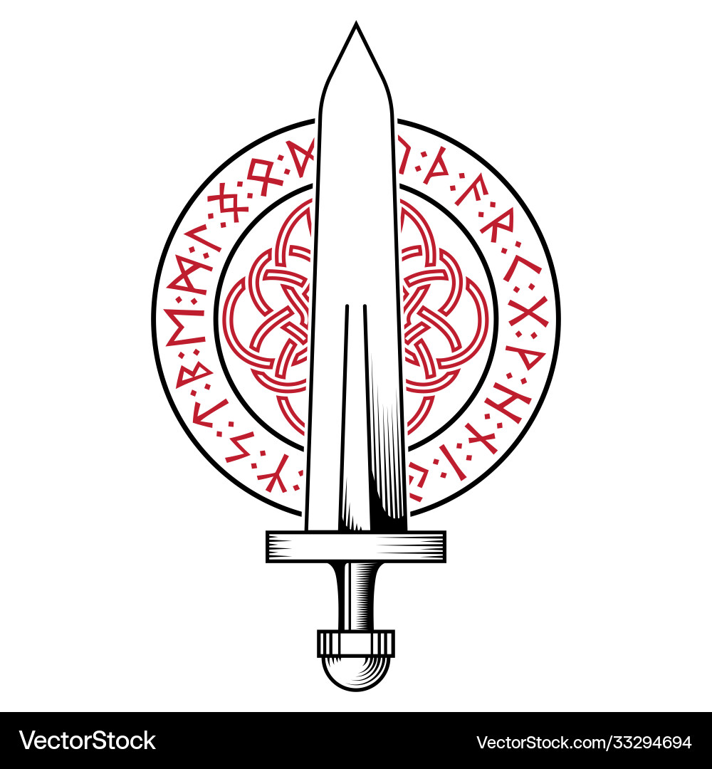 Viking design sword in a circle from Royalty Free Vector