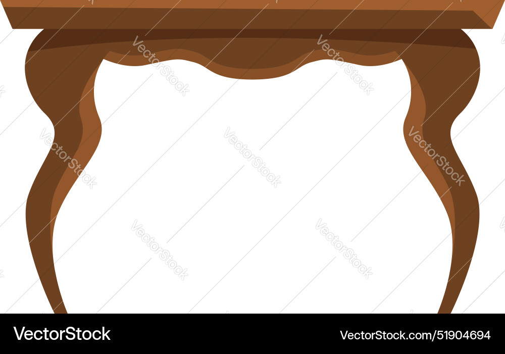 Wooden table with curved legs standing on white Vector Image